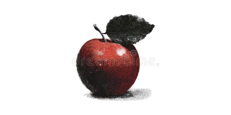 Vintage Apple. Retro Halftone Fruit Illustration Isolated on ...