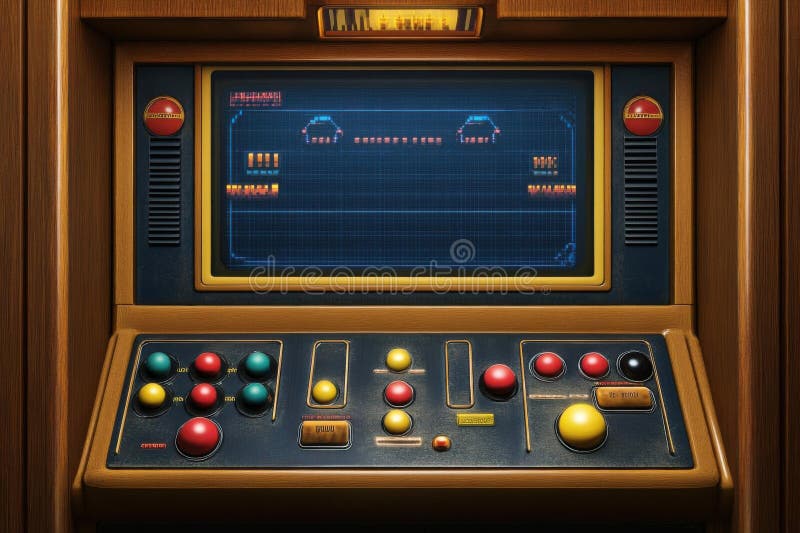 Vintage Arcade Game Console with Retro Pixelated Display Stock ...