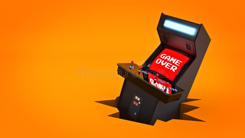 Vintage Arcade Game Machine Concept Game Over. Stock Illustration ...