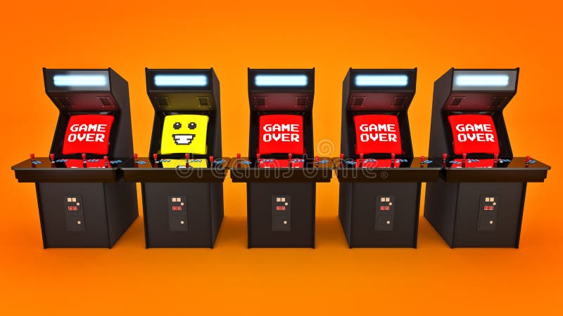 Vintage Arcade Game Machine Concept Game Over. Stock Illustration ...