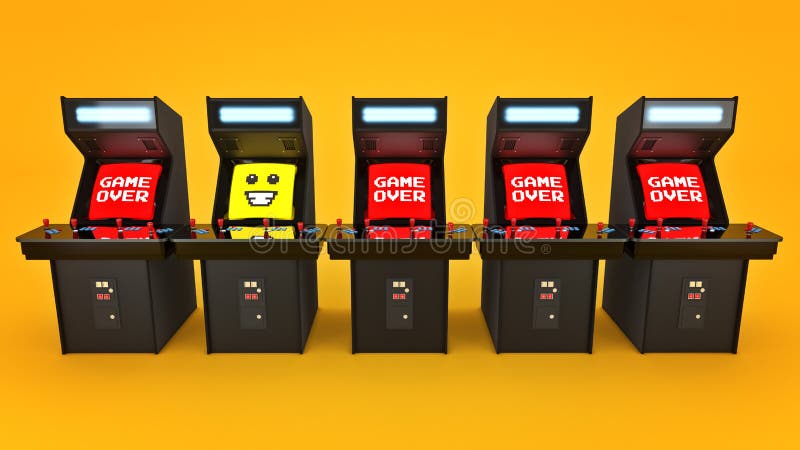 Vintage Arcade Game Machine Concept Game Over. Stock Illustration ...