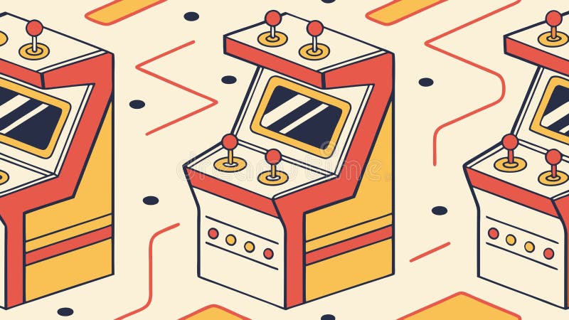 Vintage Arcade Machines Pattern, 80s Gaming Nostalgia, Vector Design ...