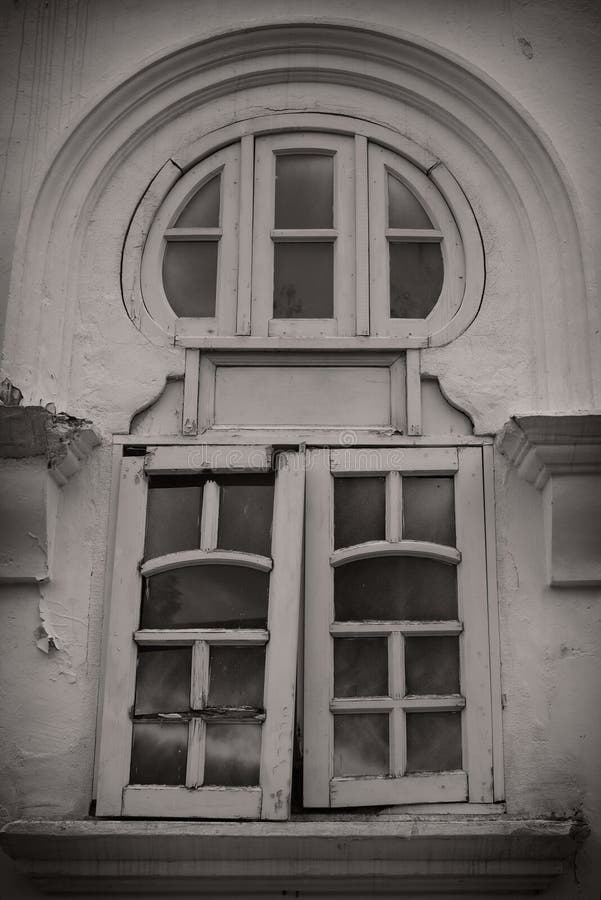 Vintage Arched Window in Black and White Stock Photo - Image of ...