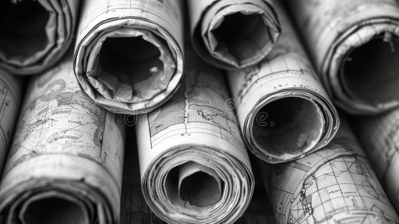 Vintage Architectural Blueprints Rolled Plans and Technical Drawings ...