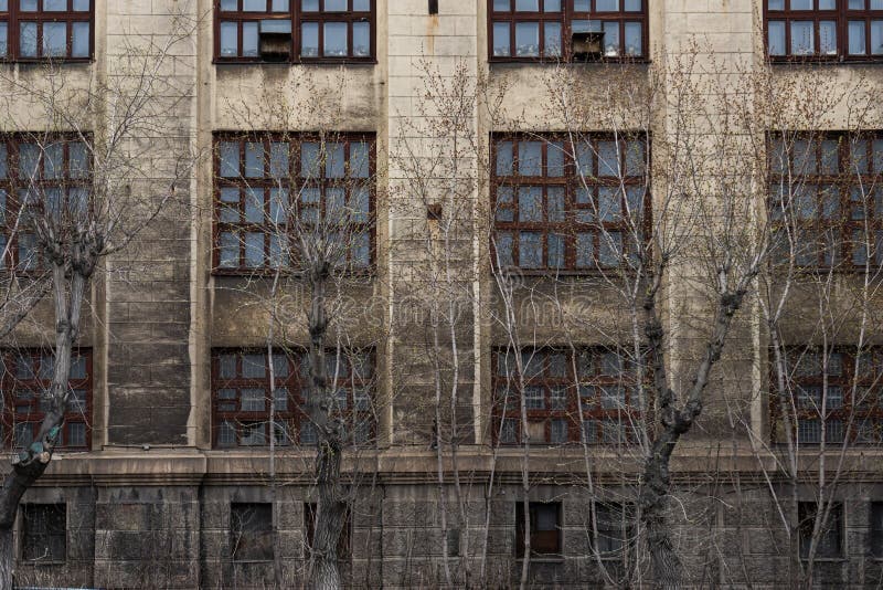 Vintage Architecture Classical Facade Old Gray Building Front View ...
