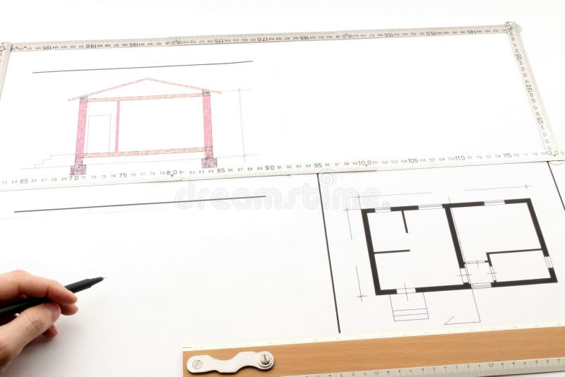 Vintage architecture plans stock photo. Image of project - 65146568