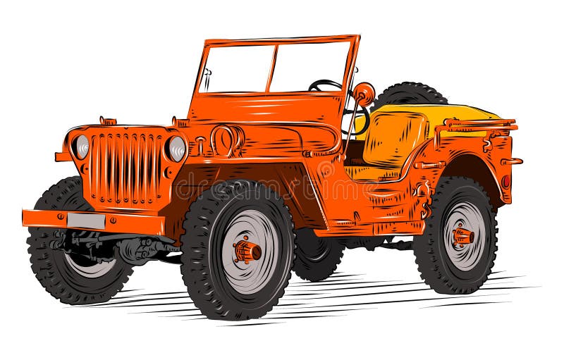 Retro Army Jeep Vector Graphic. Vintage Army Jeep Vector Illustration ...