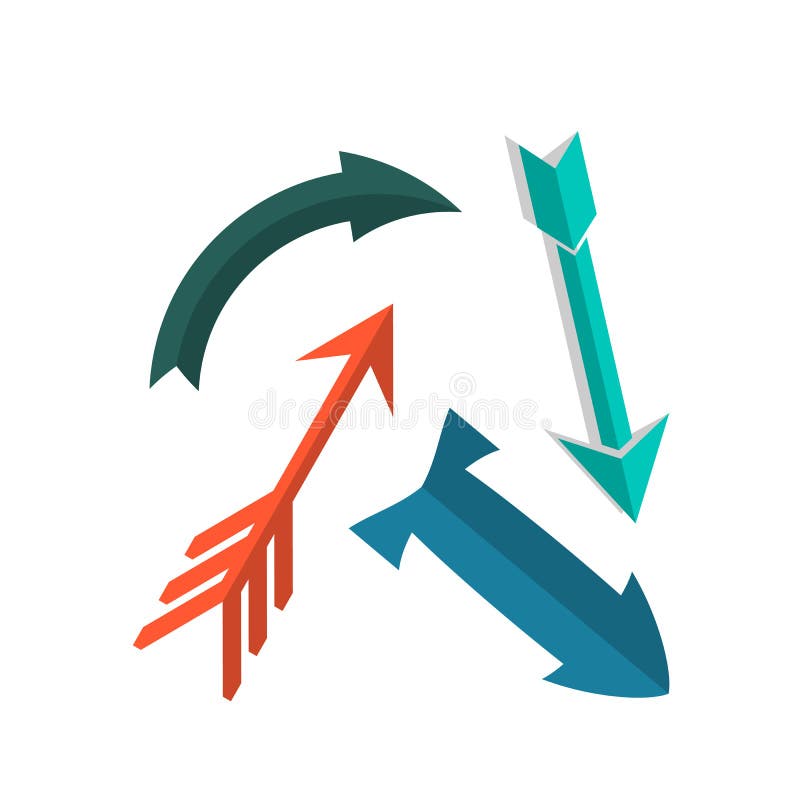 Retro Arrow Pointers Set in Flat Style Stock Illustration ...