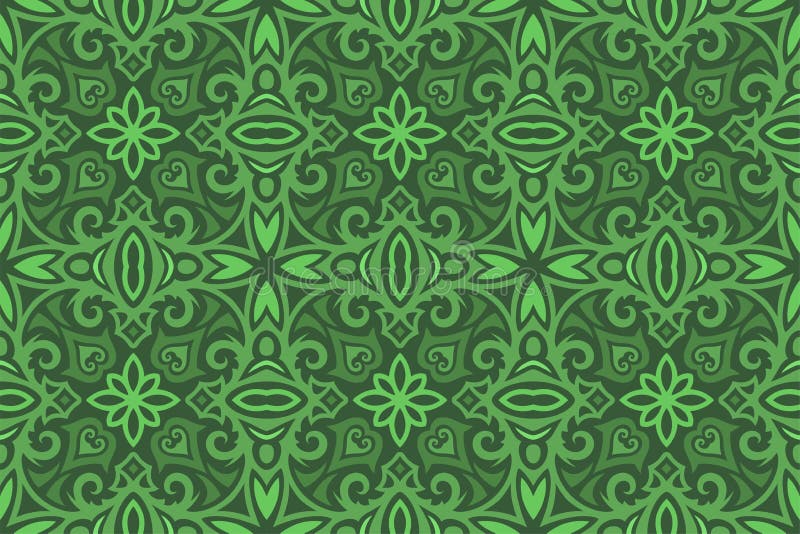 Vintage Art with Green Medieval Seamless Pattern Stock Vector ...