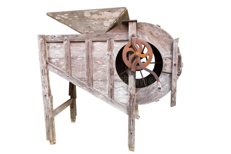 Vintage Asian Rice Mill on White Stock Photo - Image of clipping, metal ...