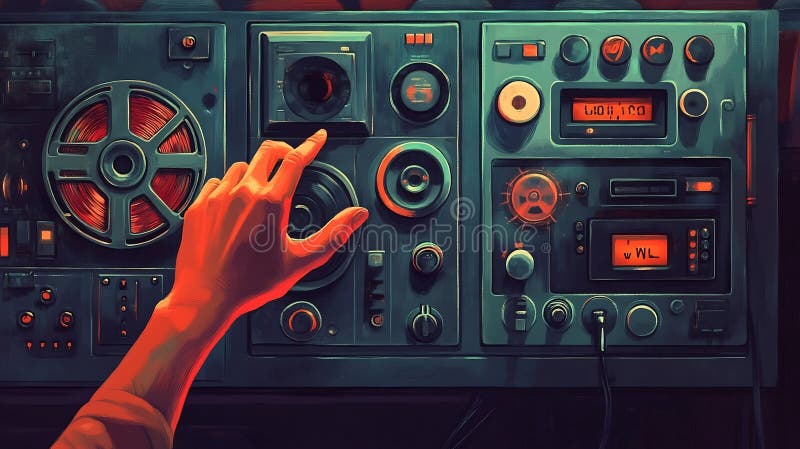 Vintage Audio Control Panel with Knobs Dials and Buttons in a ...