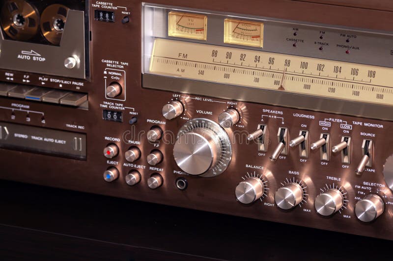 Vintage Audio Stereo Gear Setup Copper Front Panel with Multiple ...