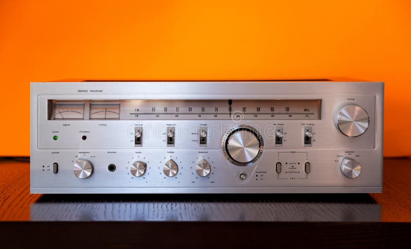 Vintage Audio Stereo Receiver with Shiny Metal Front Panel Stock Photo ...