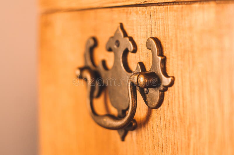 Vintage Authentic Brass Vintage Handle Homemade Oak Wood Box Stock ...