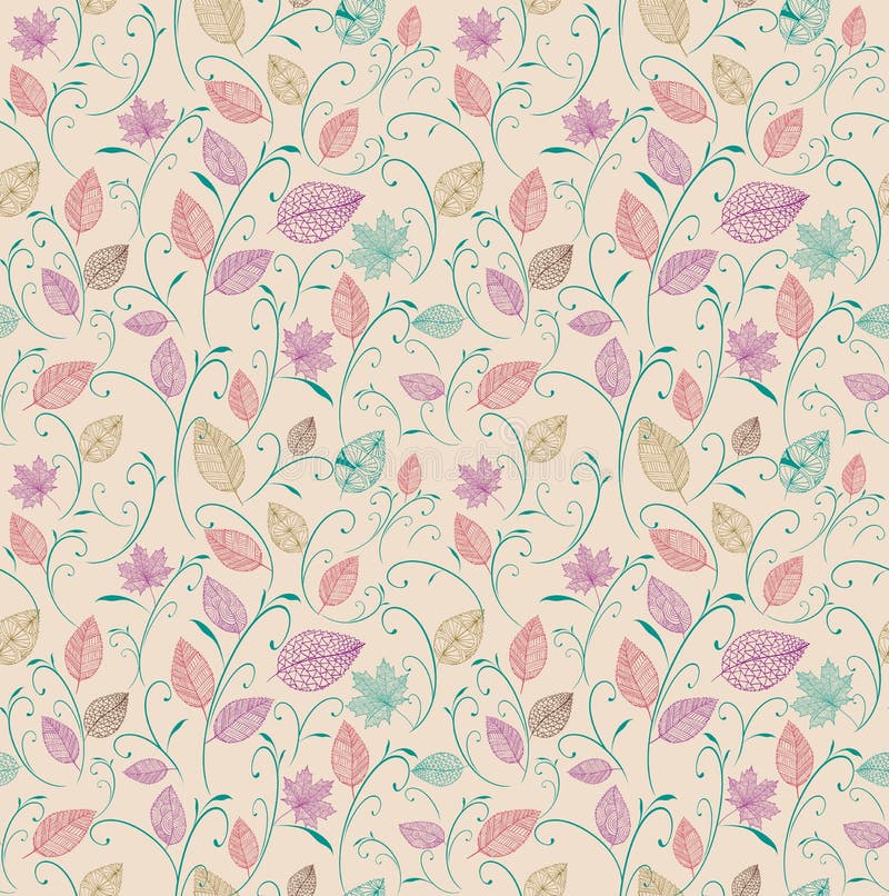 Vintage Autumn Leaves Seamless Pattern Background Stock Vector