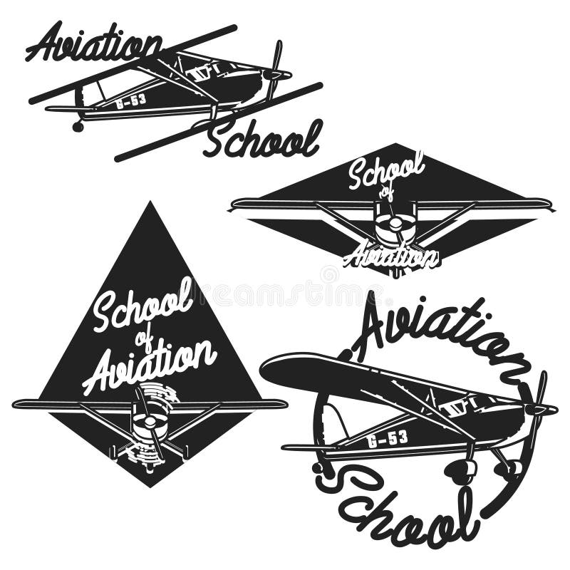 Set of Aviation Emblems Labels Badges Logos. Isolated on White Stock ...