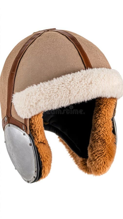 Vintage Aviator Helmet Crafted from Leather and Wool for Cold Weather ...