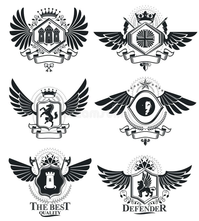 Vintage Award Designs, Vintage Heraldic Coat of Arms. Vector Emblems ...