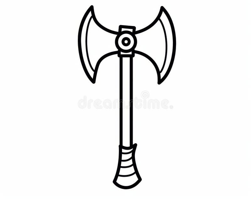 Vintage Axe Line Art Modern Illustration. Editable Stroke Stock ...