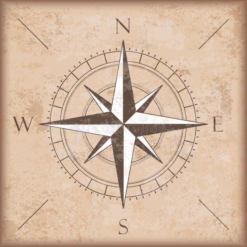 Brown compass rose stock vector. Illustration of east - 10842319