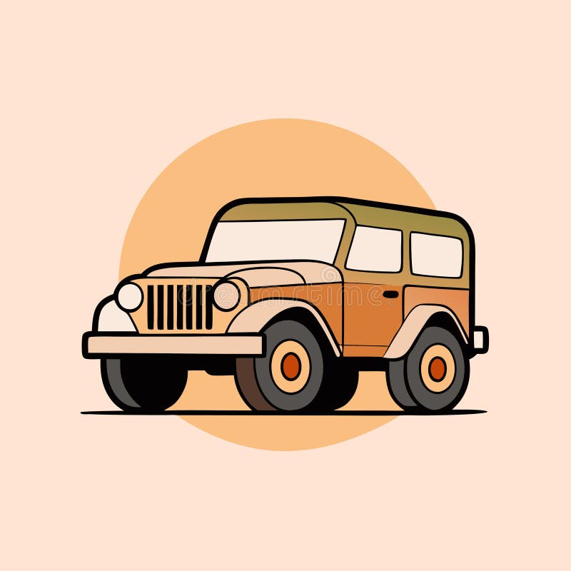 Vintage Background with Classic Jeep Vector Design Stock Illustration ...
