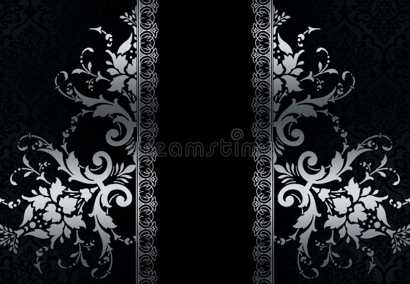 Black and Silver Decorative Background, Floral Pattern Texture ...