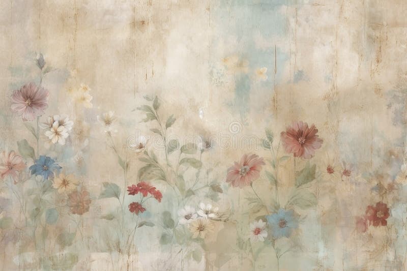 Vintage Background, Floral Illustration. Old Paper Texture Stock ...
