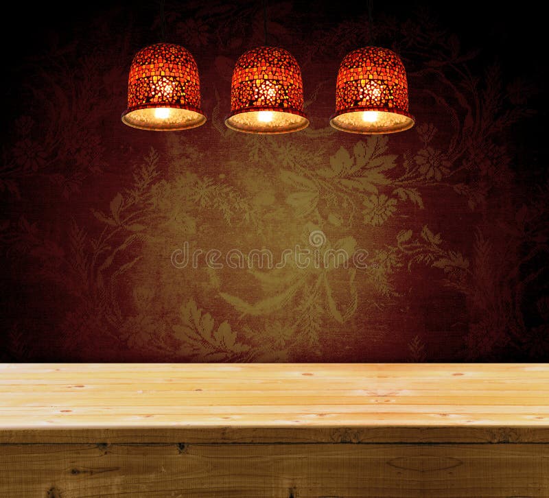 Vintage Background with Floral Pattern and Ceiling Lamp Stock Photo ...