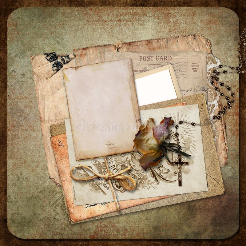 Vintage Background with Frame, Roses and Letters Stock Illustration ...