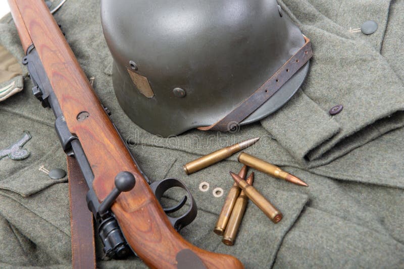 Ww2 German Army Field Equipment with Helmets and Rifle Stock Image ...