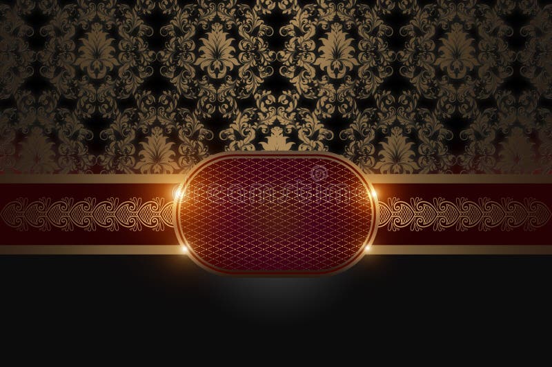 Vintage Background with Gold Patterns and Frame. Stock Illustration ...