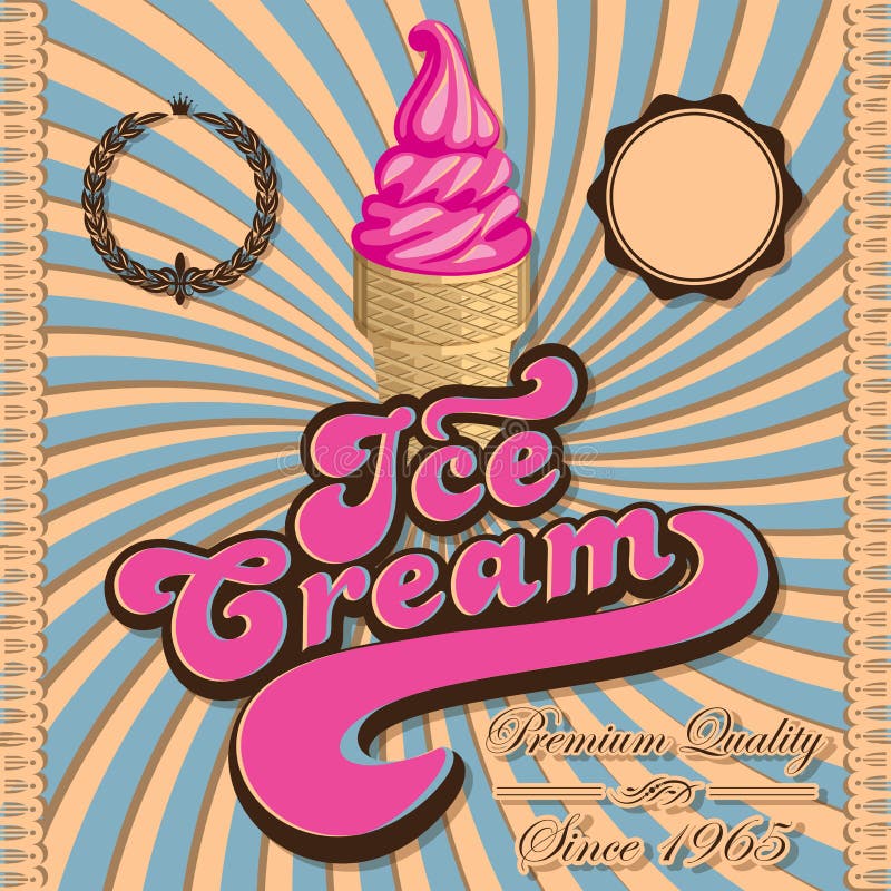 Vintage Ice Cream Poster. stock vector. Illustration of abstract - 38617884