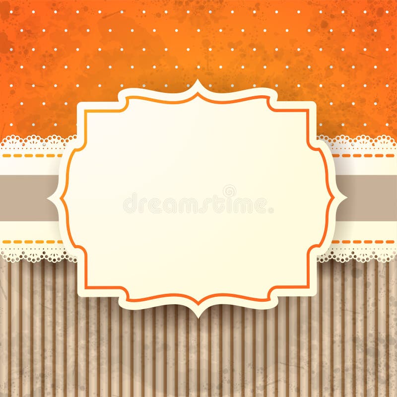 Vintage Background with Label, in Orange Stock Vector - Illustration of ...