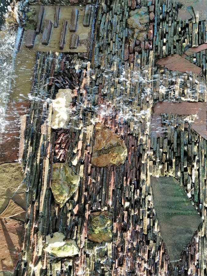 Vintage Background of Non-uniform Tile Wall Texture with Falling Water ...