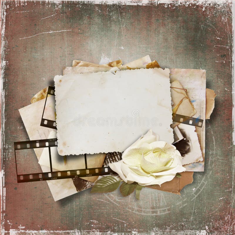 Vintage Background With Old Card And Film Strip Picture. Image: 24565641