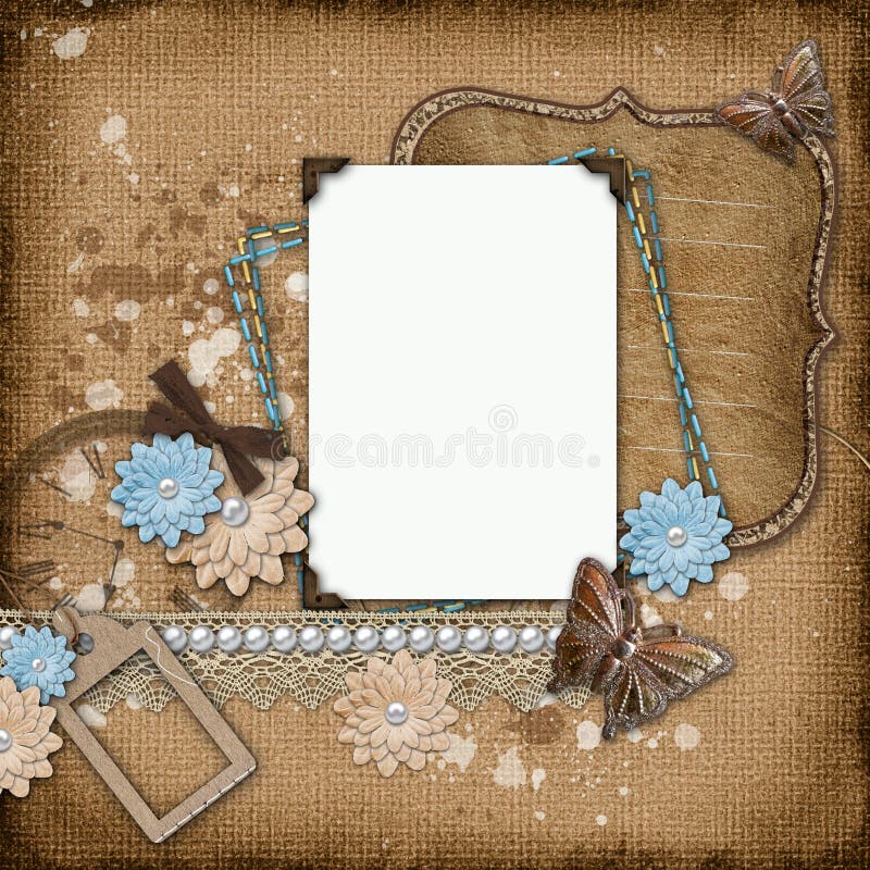 Vintage Background with Old Frames Stock Illustration - Illustration of ...