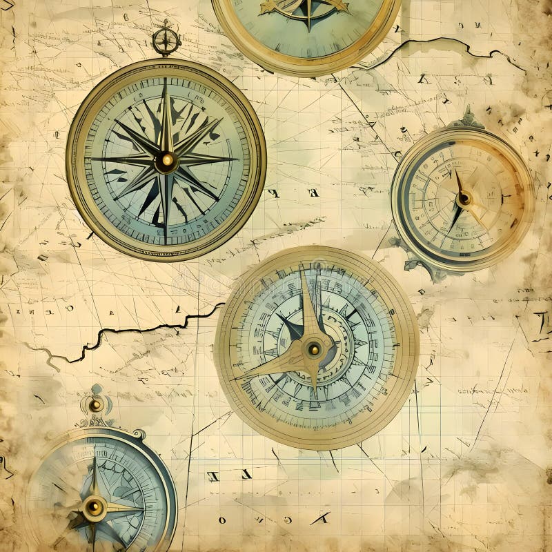Vintage Background with Old Map and Compass. Retro Style Toned Stock ...