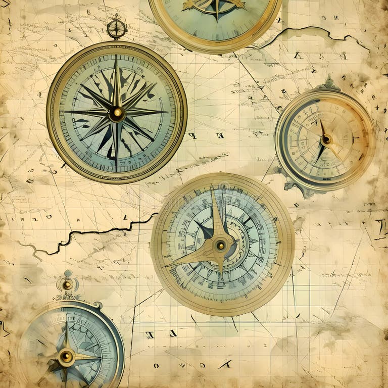 Vintage Background with Old Map and Compass. Retro Style Toned Stock ...