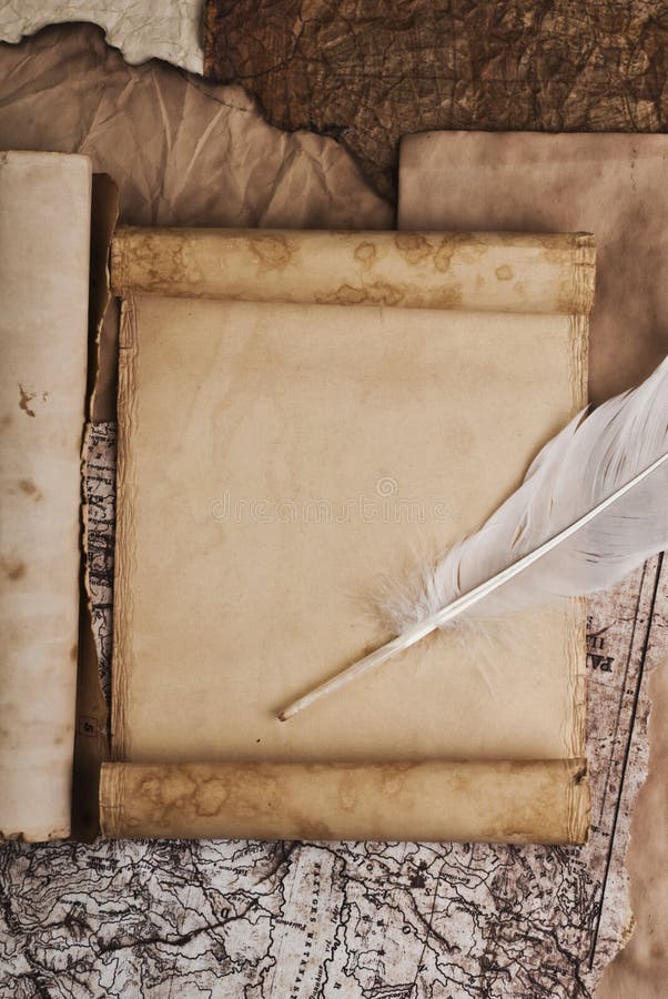 Vintage Background with a Pen and Writing Stock Illustration ...