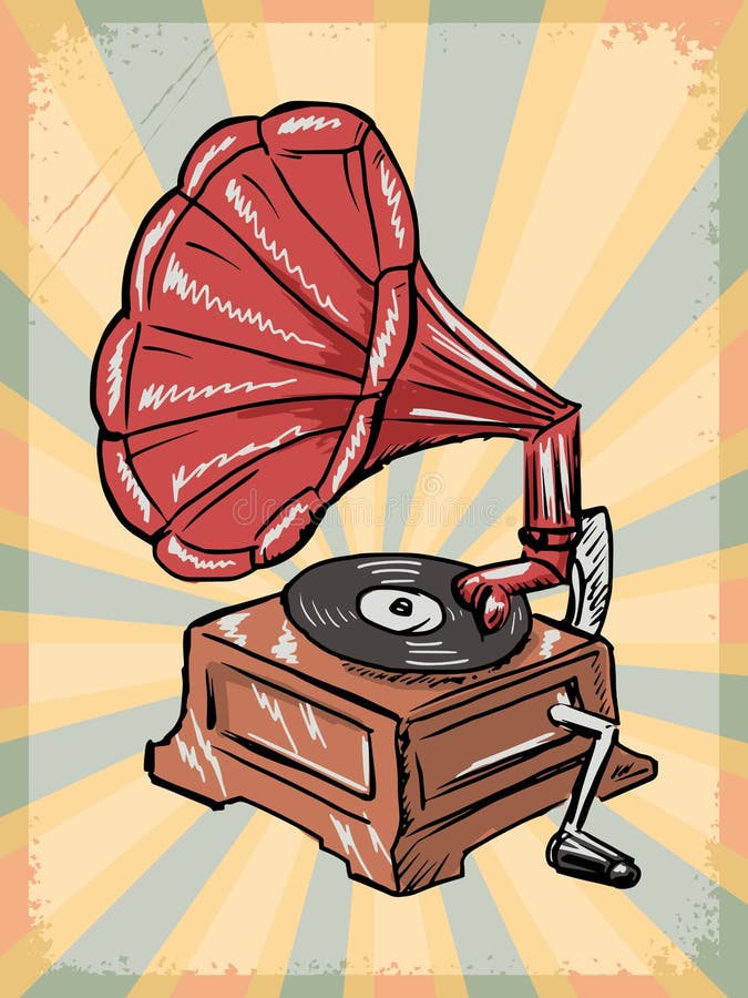 Vintage Phonograph On Art Abstract Background Stock Illustration ... Vintage Phonograph On Art Abstract Background Stock Illustration ...