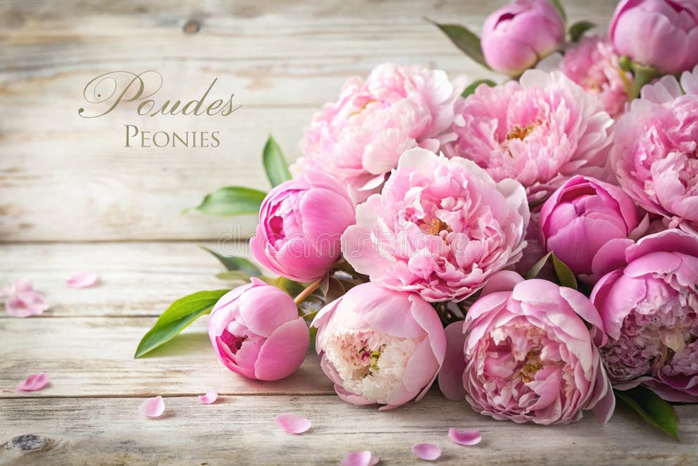 Vintage Background with Soft Pink Peonies and Copy Space for Text Stock ...