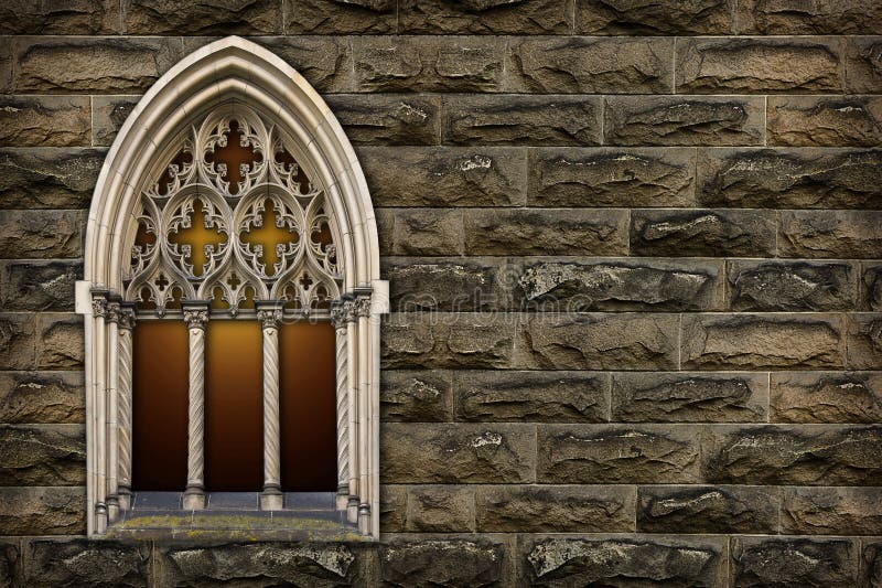 Stone Wall with Gothic Window Close-up Stock Image - Image of window ...