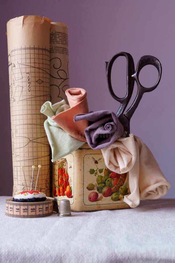 Background with Tools and Accessories for Tailoring and Manual Sewing ...