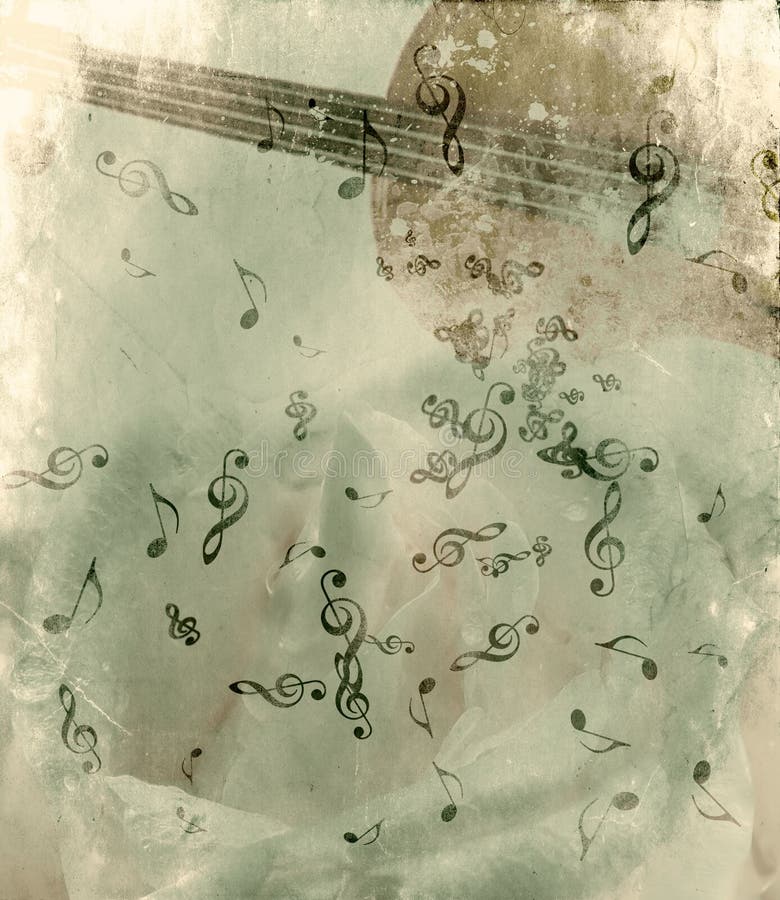 Vintage Background With White Rose And Notes Picture. Image: 26825757