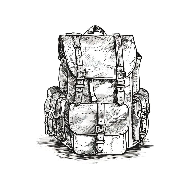 Vintage Backpack Sketch Hand Drawn. Vector Illustration Design Stock ...