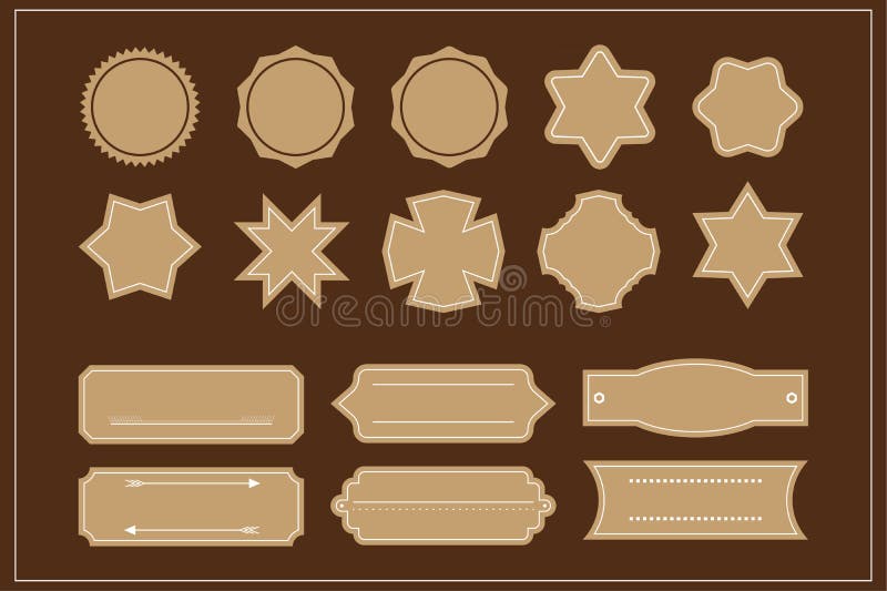 Vintage Badge Label Set in Light Brown Color Stock Vector ...