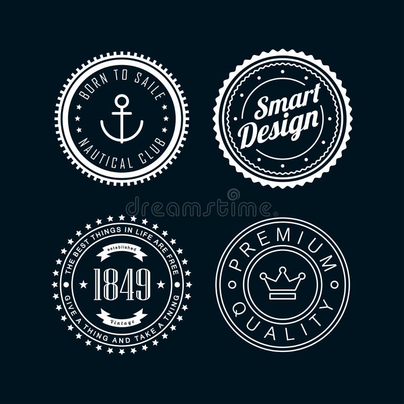 Vintage badges white 3 stock vector. Illustration of label - 41791813