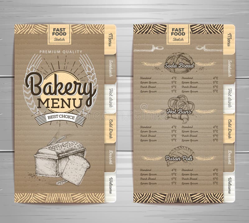 Vintage Bakery Menu Design. Restaurant Menu Stock Vector - Illustration ...