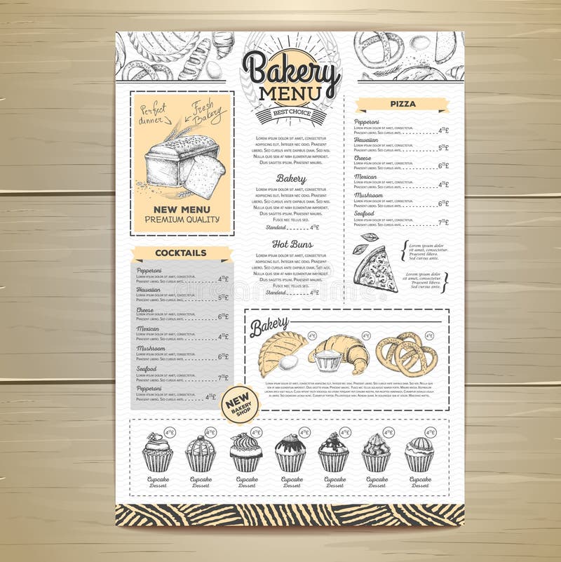 Vintage Bakery Menu Design. Restaurant Menu. Document Template Stock ...