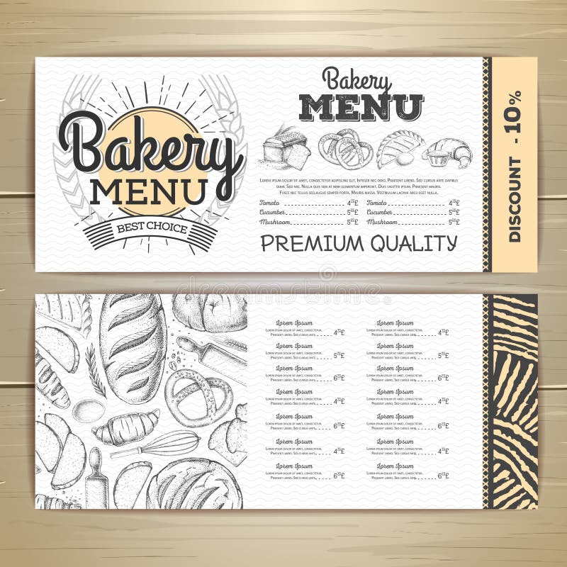 Vintage Bakery Menu Design. Restaurant Menu. Stock Vector ...